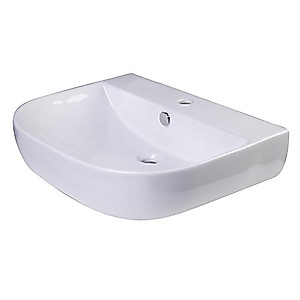 ALFI brand AB111 D-Bowl Porcelain Wall Mounted Bath Sink, 24", White