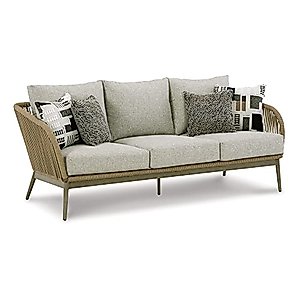Signature Design by Ashley Swiss Valley Bohemian Outdoor Sofa with Cushion, Light Brown