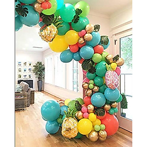 143Pcs Flamingo Tropical Balloons Arch and Garland Kit, Decorations for Hawaiian Luau Summer Theme Jungle Party, Baby Shower Wedding Birthday Bachelorette Party