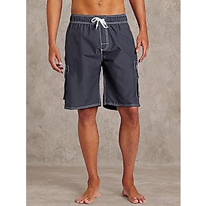 Kanu Surf Men's Standard Barracuda Swim Trunks (Regular & Extended Sizes), Charcoal, Large