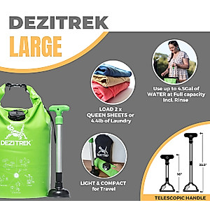 Dezitrek LARGE All in One Hand Wash Bag and Plunger Set - Off Grid Washing Machine Non Electric for Camping Travel | Eco Friendly Portable Manual Clothes Washer Laundry Bag for RV's, Apartments