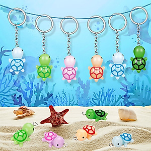ZHWKMYP 35 Pcs Turtle Keychains, Tiny Multicolor Sea Turtle Keychain Bulk, Mini Resin Turtles Key Chain for Students Classroom Boys Girls Party Supplies
