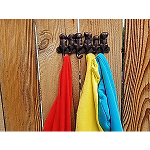 Cast Iron Dog Key Holder for Wall/Dog Key Hook/Rack. Perfect for Dog leashes, Keys, Coats, Bags, Towels, Scarfs & More. Decorative Dog Tail Hanger. (Antique Copper Finish)