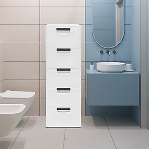 5 Tiers Drawer Plastic Cabinet Rolling Storage Stackable Plastic Drawers Storage Cabinet Clothes Organizer Stand For Storing Books, Office Supplies, Snacks