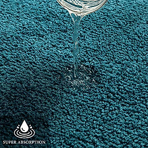 MIULEE 2pc 20''x30'' Bath Rugs and 20''x24'' Toilet Bath Mat, Non Slip Shaggy Absorbent Bathroom Rugs Set 3 Pieces, Teal