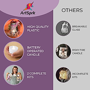 ArtSprk Fairy Lantern Craft Kit for Girls - DIY Kit Includes 2 Complete Fairy Jar Night Light Crafts for Kids - Great Gifts for Birthdays, School, Parties & Sleepovers