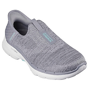 Skechers Women's Hands Free Slip-Ins Go Walk 6-Fabulous View Sneaker, Gray, 8.5
