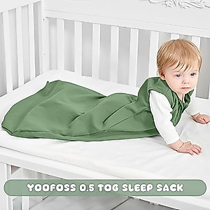 Yoofoss Baby Sleep Sack 12-18 Months Baby Wearable Blanket 100% Cotton 2-Way Zipper TOG 0.5 Toddler Sleeping Sack, Comfy Soft Lightweight Sleep Sacks for Babies - Dark Green (Large)