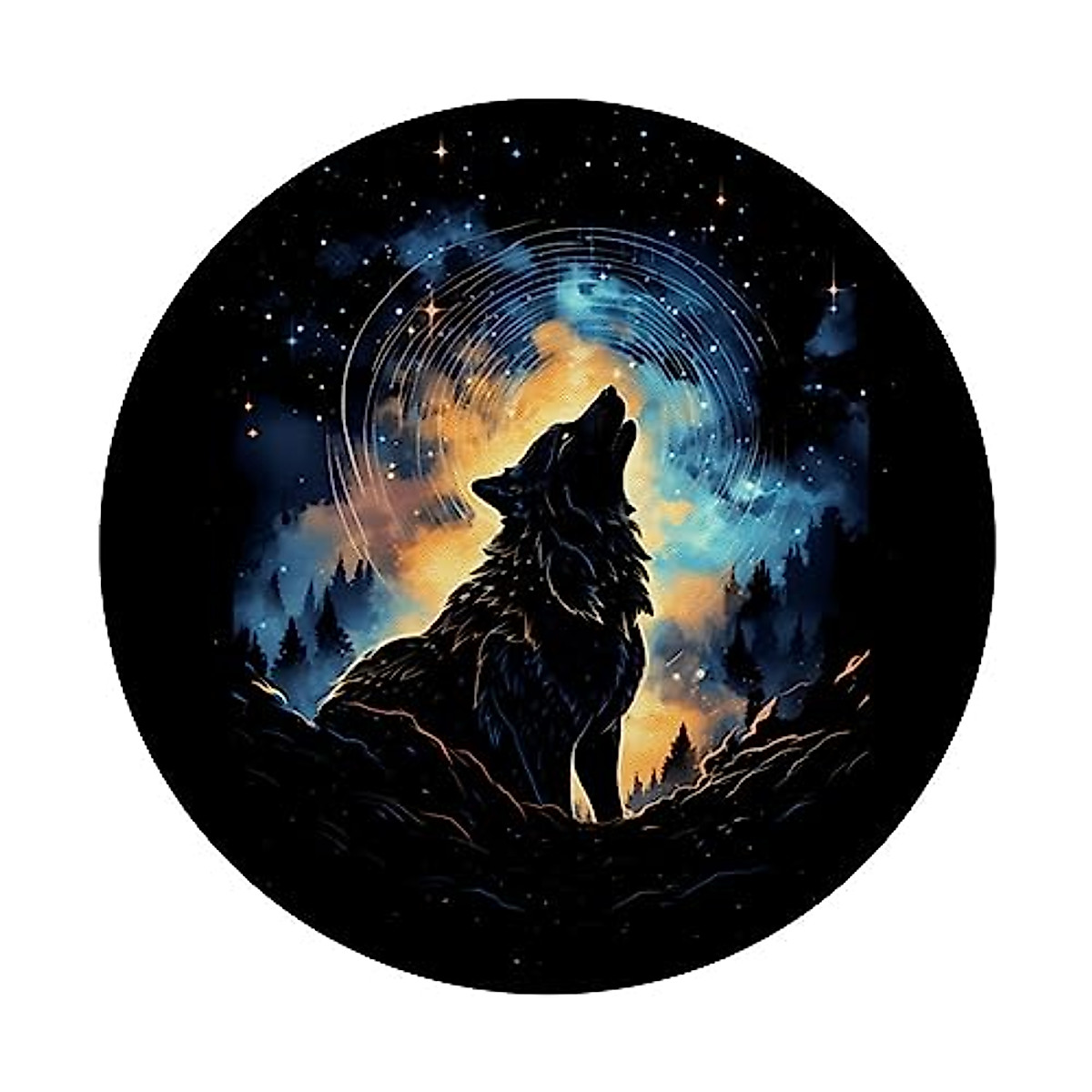 Howling Wolf Space Galaxy Stars Wolves Animal PopSockets Swappable PopGrip
