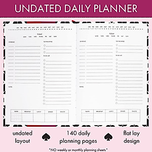 Kate Spade New York Undated Daily Planner, Large Journal Planner, To Do List Notebook, Hardcover Personal Organizer, Spade Flower Stripe