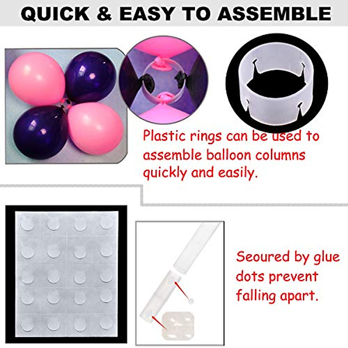 LANGXUN 2 Sets DIY Balloon Column Stand Kits For Birthday Decorations, Wedding Decorations, Party Decorations, Christmas Balloon Decorations