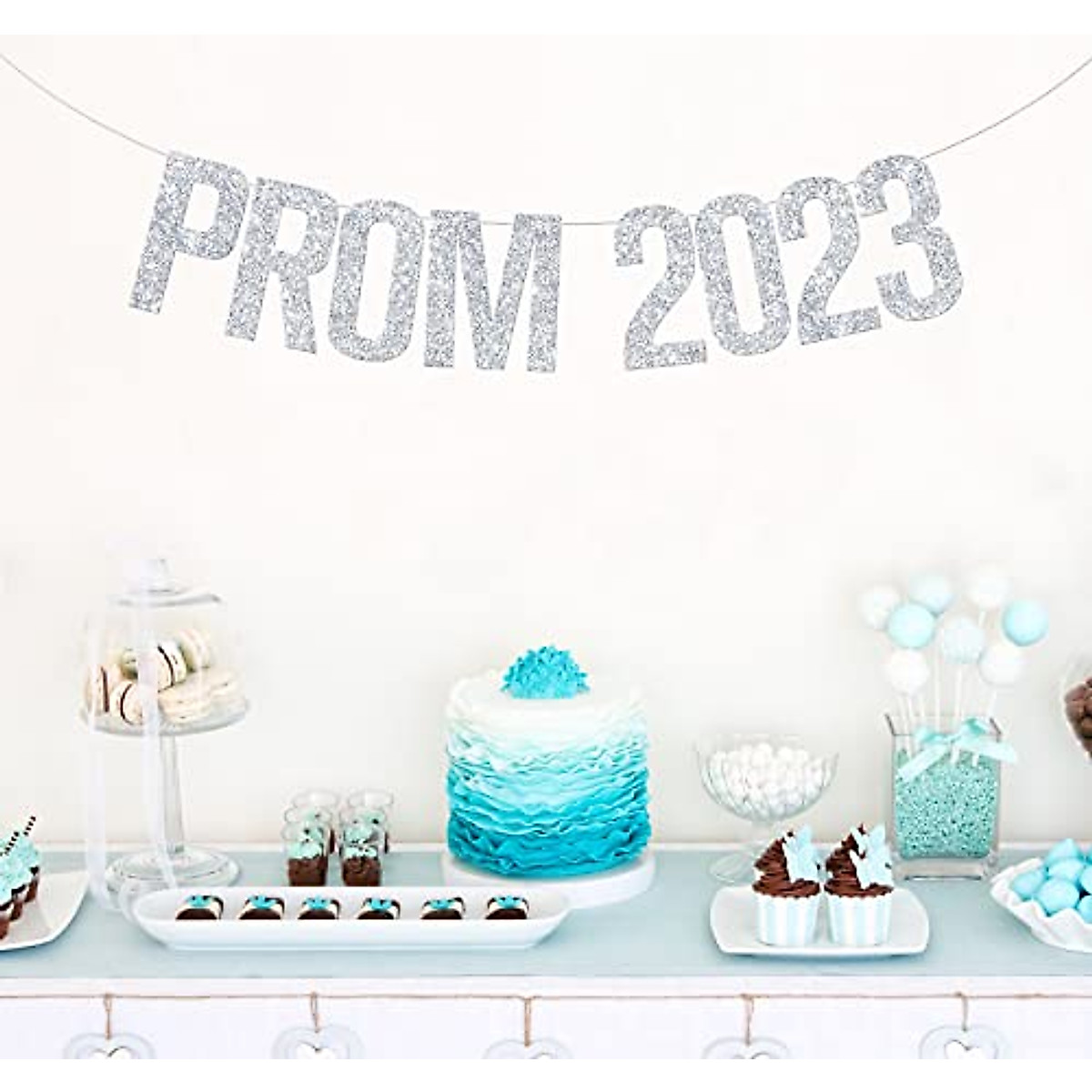 Prom 2023 Banner, Prom Night Decor, 2023 Graduation Decorations, Class of 2023 Grad Party Decorations Supplies Silver Glitter