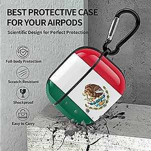YouTary Compatible with Airpods 3 Case Cover 2021 with Keychain Mexico Flag Pattern, Apple AirPod Headphone Cover Unisex Shockproof Protective Wireless Charging