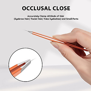 Velodios Tweezers for Women and men, Professional Precision Tweezers for Eyebrows, Pointed and Slant Tweezers for Facial Hair, Splinter and Ingrown Hair Removal, Stainless Steel Tweezers Set