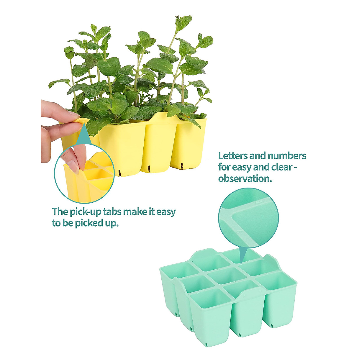 LUVCOSY 4 Packs Silicone Seed Starter Tray, Colorful Seedling Starter Trays Fit Up to 10" 10" Planting Tray, BPA-Free & Dishwasher Safe, Indoor Reusable Seedling Grow Kit for Vegetable, Flower, Herb