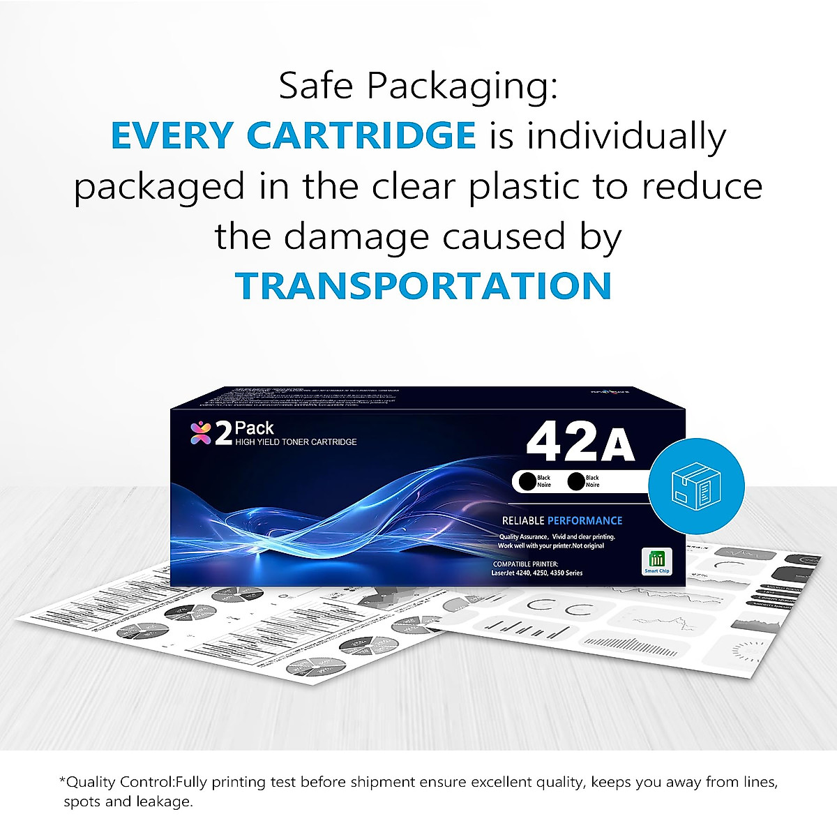 42A Q5942A Toner Cartridge with CHIP 2 Pack: High Yield Replacement for HP 42A Black Toner Cartridge Q5942X Q5945A Works with Laser 4200, 4250, 4300, 4350, M4345 MFP Series Printer | Q5942A 42A Ink