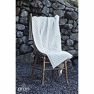 Carraig Donn 100% Wool Blanket Made in Ireland Throw with Honeycomb Knitted Design 40"x 60"