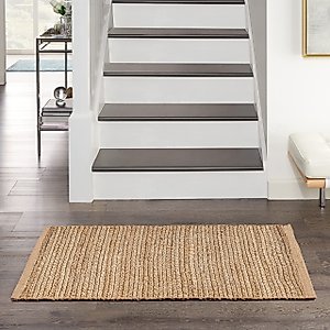 Nourison Natural Jute Solid Natural 2' x 3' Area -rug, Easy -cleaning, Non Shedding, Bed Room, Living Room, Dining Room, Kitchen (2x3)