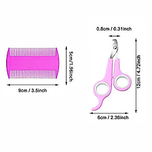 7 Pieces Rabbit Grooming Kit with Rabbit Grooming Brush, Small Pet Nail Clippers and Pet Hair Remover, Pet Shampoo Bath Brush with Adjustable Ring Hand Strap for Small Rabbit, Hamster, Bunny