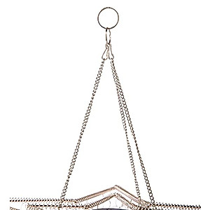 Wind & Weather 12-Inch Diameter by 29.5-Inch High Star-Shaped Mirrored Outdoor Chandelier with Solar Lights Powered by Discreet Solar Panel in Top with 9-Inch Long Hanging Chain Included