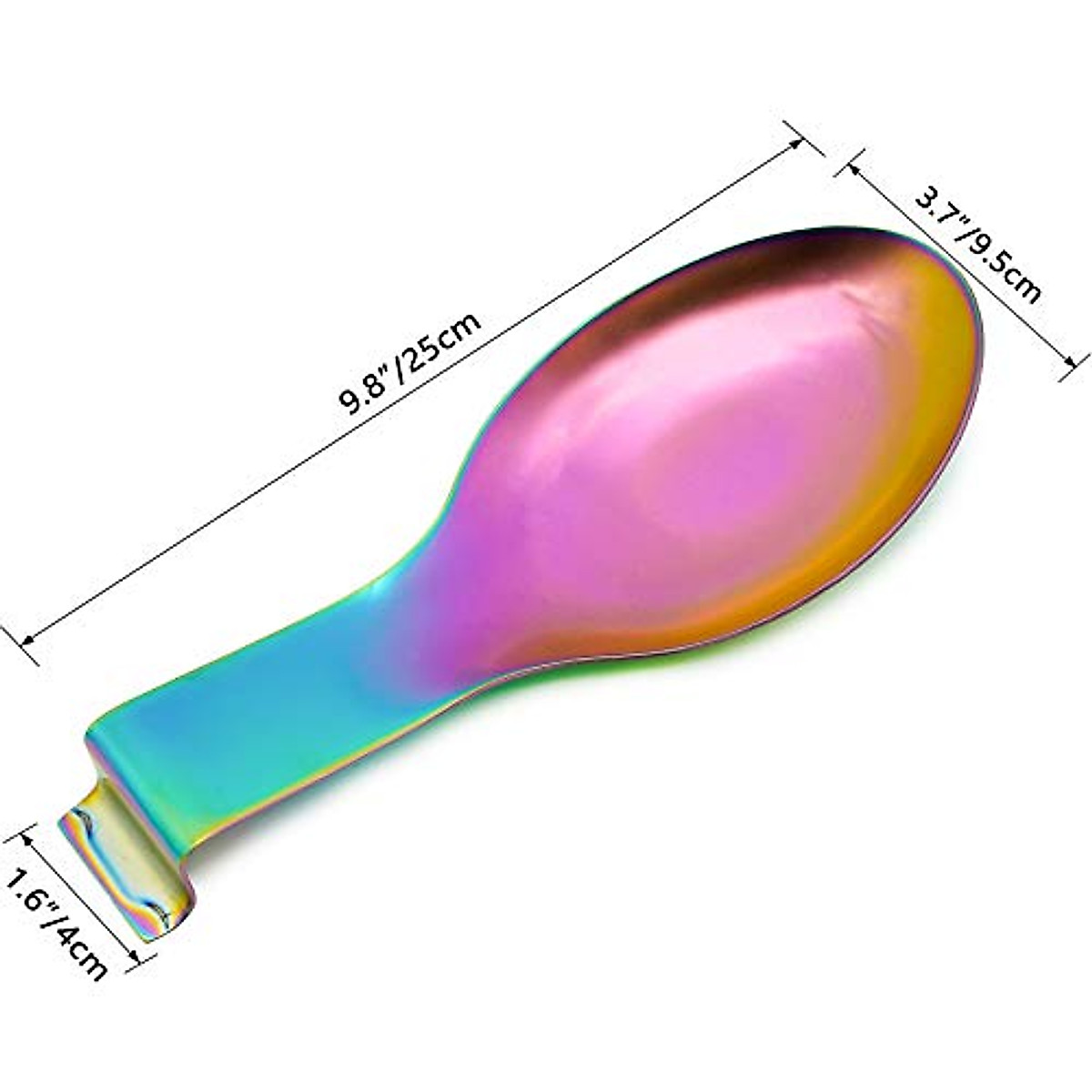 Modern Stainless Steel Spoon Rest, Stainless Steel Utensil Spoon Rest Holder, Spatula Ladle Holder, Brushed Finish, Countertop Heavy Duty,Dishwasher Safe 3.8 x 9.4 Inch (Rainbow 1PC)