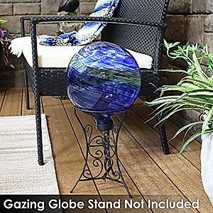 Sunnydaze 10-Inch Glass Outdoor Gazing Globe - Reflective Ball Yard Ornament for Patio or Lawn - Northern Lights