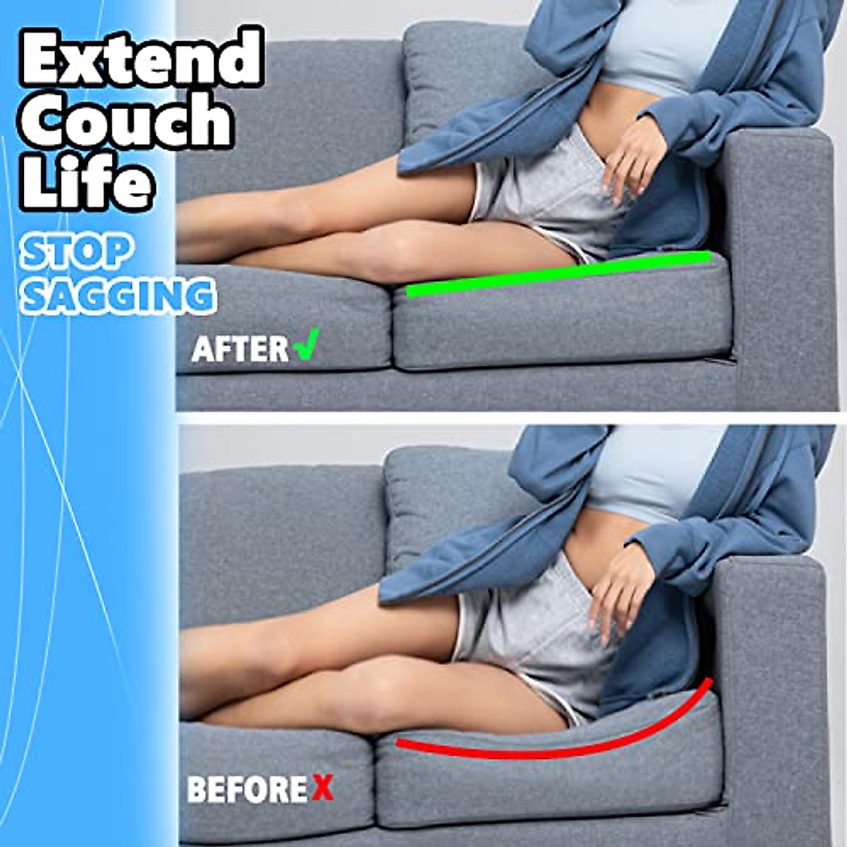 HomeProtect Couch Cushion Support for Sagging Cushions : Under Couch Cushion Replacement - Couch Saver for Sagging Furniture 66”x17”Extra Thick ABS Board