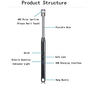 Vidisan Rechargeable Candle Lighter and Wick Trimmer,Candle Accessory Set,Candle Wick Clipper Wick Cutter Scissor,Electric Rechargeable Arc Lighter Display USB Lighter-Black