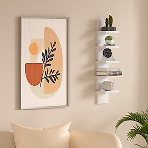 Homaterial 5 Tier Wall Shelves - White Vertical Book Shelf for Wall Storage, Modern Floating Shelves for Bedroom Living Room Vanity