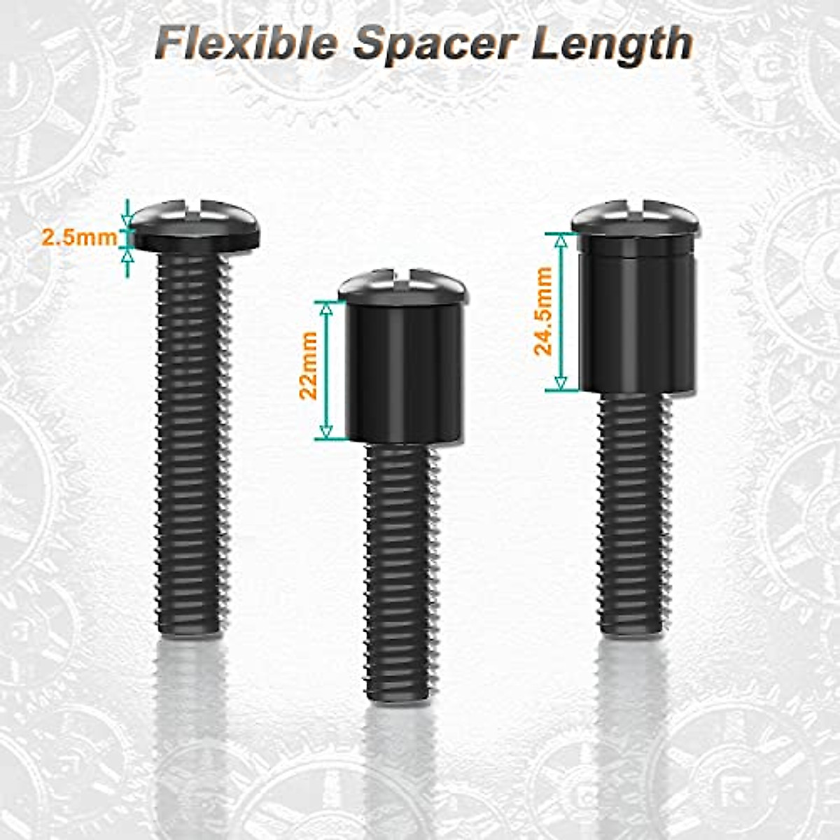 WALI Universal TV Mounting Hardware Kit Set Includes M4 M5 M6 M8 TV Screws and Spacer Fit Most TVs up to 80 inch (UVSP), Black