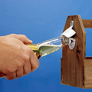 BIGTREE Handcraft Wooden Bottle Caddy with Built-In Metal Bottle Opener, 6-Pack Drinking Holder for Beer, Soda and Other Beverages