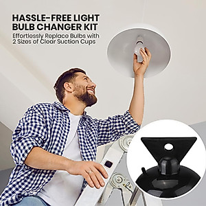 BRBASAP Gu10 Bulb Removal Tool 239 2 Size Light Bulb Changer Suction Cup Remover Set MR16 GU10 Lamps Changer Head for Halogen LED Mini Track Lights Remove Kit Recessed Lights (Black White 6PCS)