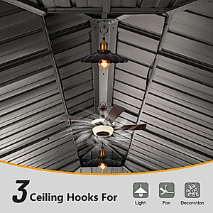 Domi 12' X 18' Hardtop Gazebo Outdoor Metal Gazebo with Galvanized Steel Double Roof Canopy, Aluminum Frame, Curtains and Netting for Patio, Deck, Garden, Grey