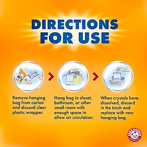 Arm & Hammer Fragrance Free Hanging Moisture Absorber Dehumidifier and Odor Eliminator 2 Pack - Traps Moisture for Fresher, Cleaner Air