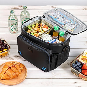 ZEEMO Lunch Bag for Men Women, Insulated Lunch Cooler Bag with Adjustable Shoulder Strap, Leakproof Lunch Box for Work, Black