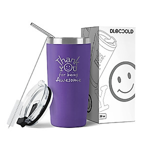 DLOCCOLD Thank You Gift for Coworkers, Valentine's Day, Appreciation for Employees, Teachers, Friends - 'Thank You for Being Awesome' Tumbler, Administrative Day, Purple
