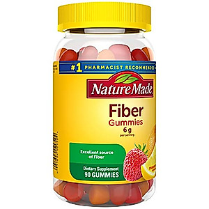 Nature Made Fiber 6 g, Dietary Supplement for Digestive Health Support, 90 Fiber Gummies, 30 Day Supply