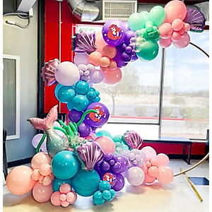 Mermaid Theme Party Decoration Balloon Garland Set, Mermaid Birthday Party Supplies, Latex Balloons for Mermaid Theme Party Mermaid Party Decorations Kids Baby Shower Birthday Party Supplies