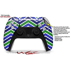 WraptorSkinz Skin Wrap compatible with Sony PS5 DualSense Controller Zig Zag Blue Green (CONTROLLER NOT INCLUDED)
