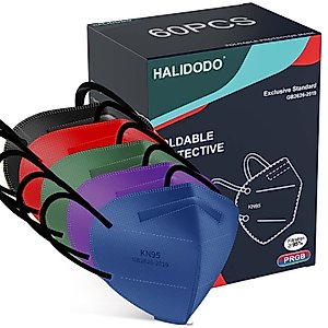 HALIDODO Kids KN95 Masks for Children, 30 Packs 5-Ply KN95 Masks for Kids, Filter Efficiency≥95% Protective KN95 Masks with Adjustable Ear Loop, Breathable, Soft, Comfortable, Multi Color
