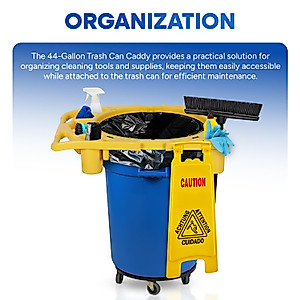 PLASTIC PRINCE 44 Gallon Trash Can Frame, 44 Gal Trash Can Caddy, Yellow