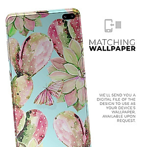 DesignSkinz Watercolor Cactus Succulent Bloom V3 Protective Vinyl Decal Wrap Skin Cover Compatible with The Samsung Galaxy S20 (Screen Trim & Back Glass Skin)