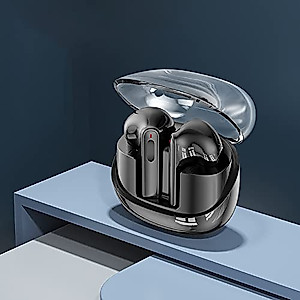 pstuiky Wireless Earphone Bluetooth 5.3 Headphones Touch-Control Space Capsule Earphones ANC in-Ear Hi-fi Earbuds Mini Sports Music Earbuds with Microphone Noise Cancelling Headset (Black)