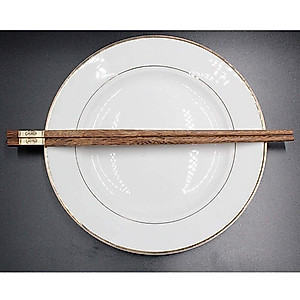 Chopsticks reusable Anti-slip dishwasher safe Chicken Wing Wooden Chopsticks Tip Alloy Chinese Chopsticks Unpainted And Wax-Free 10 Double Family Set Tableware, Length 25cm Chopsticks
