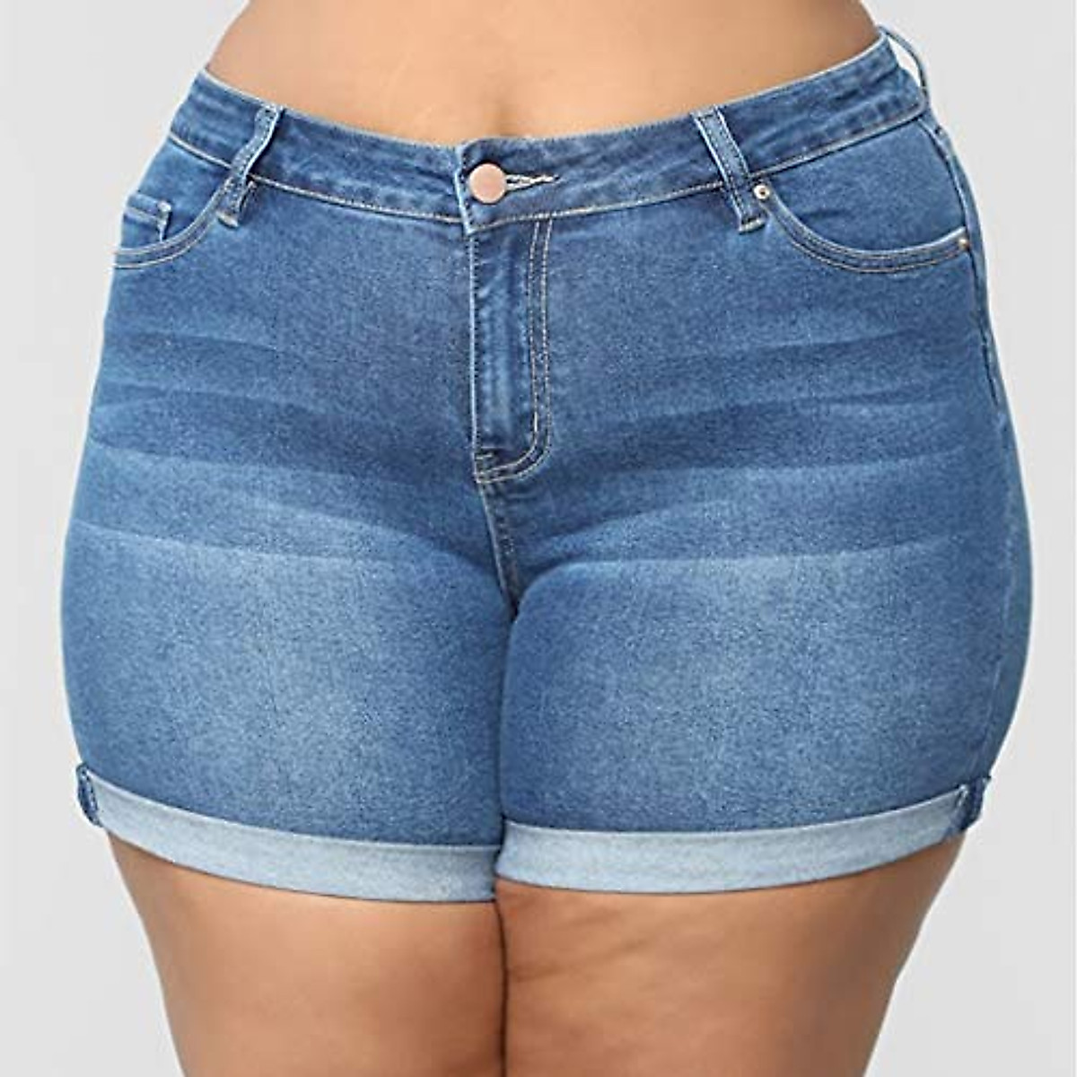 Fashion Mini Shorts,THENLIAN New Women Summer Short Jeans Denim Female Pockets Wash Denim Shorts(XXXXXL, Blue)