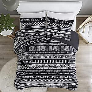 Codi Soleil Aztec Comforter Set Twin Size, Black Boho Folkloric Art Pattern Bedding, Soft Microfiber Fill Bed Sets, 1 Comforter & 1 Pillowcase(68x90 Inches)