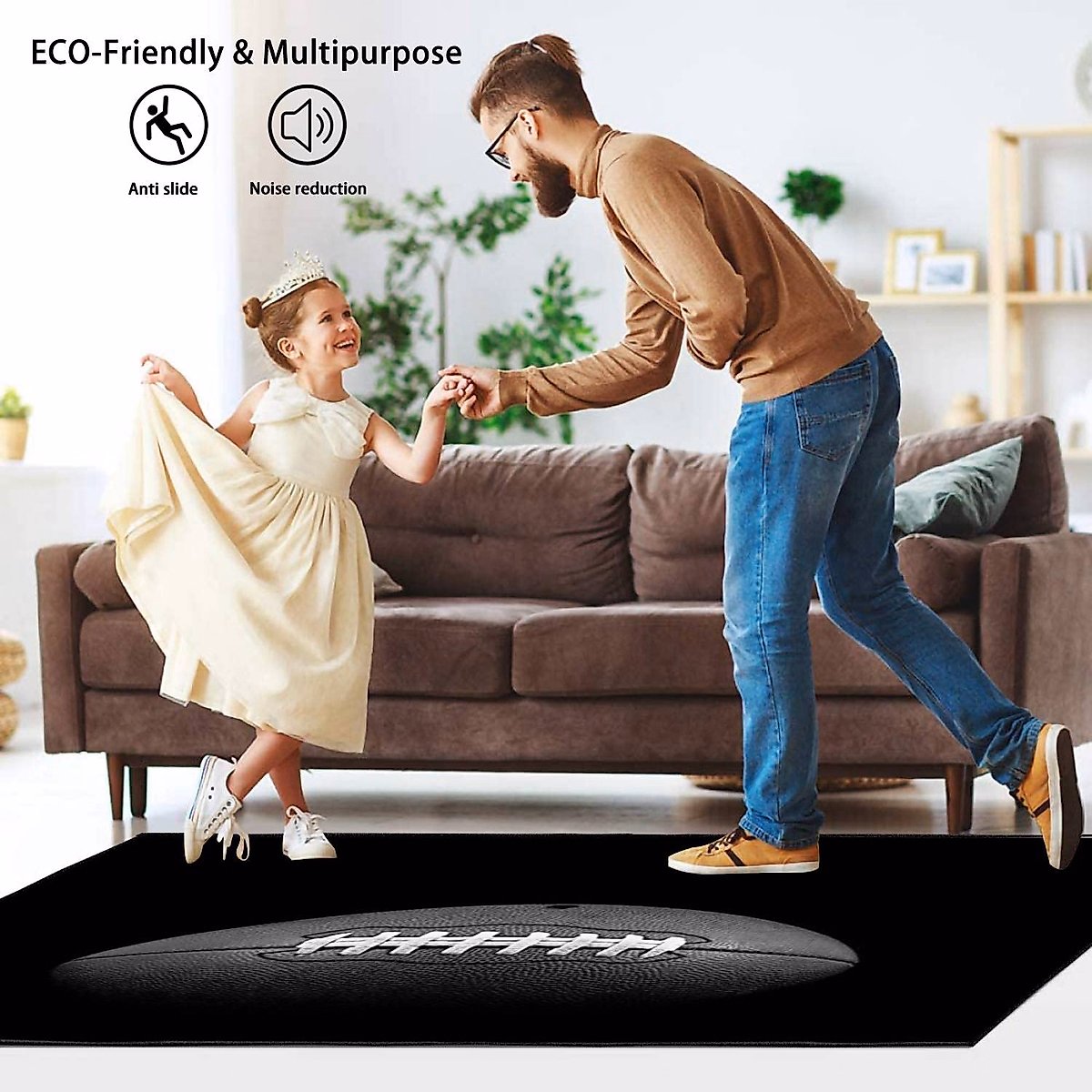 PeeNoke Classic American Football Area Rug Outdoor Patio Rug Play Mat Floor Mat Modern Carpet Non-Slip Home Decor Living Room Bedroom Nursery, 6x9 ft