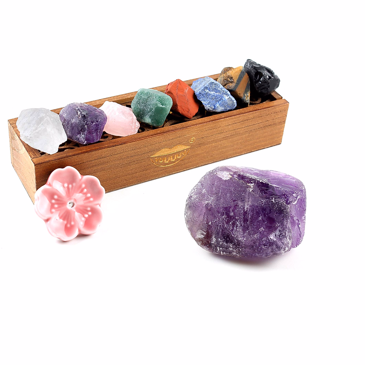vuUUuv Chakra Stones Set -Natural Rough Raw Stone Reiki Healing Crystals for Healing, Meditation, Chakra Balance or Ritual（ Rough*8 pcs）
