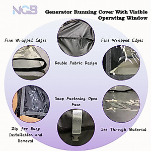 NGB Outdoor Generator Cover for 3700-7250W Inverter Generators Made of 600D+210D Double Layer Heavy-Duty Waterproof Fabric With Visible Operating Window Generator Running Cover 24.8"Lx20.2"Wx20.8"H .