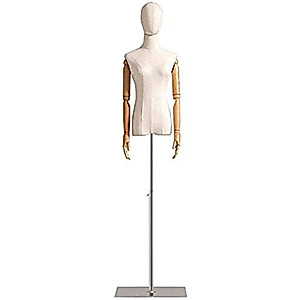 Mannequin Display Stand Tailors Dummy Dressmakers Dummies Fashion Torso Body Display Bust with Solid Wood Arm Rotatable ( Color : B , Size : Large ) (A Large)